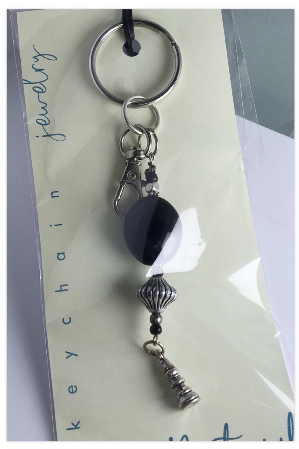 Black Chess Beaded Keychain | B.Key-Black Chess | Material Momma